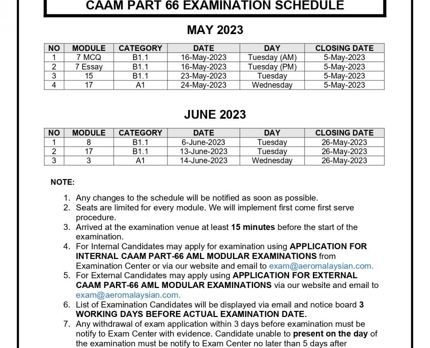 CAAM Examination – Aero Malaysian